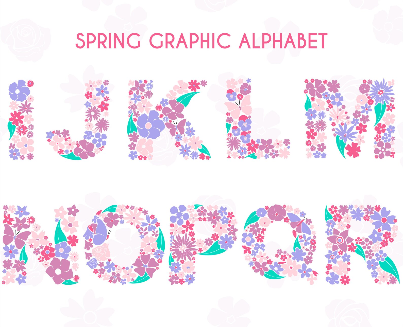 Floral PNG Vivid Alphabet Letters. Blooming Clipart Alpha Set ...