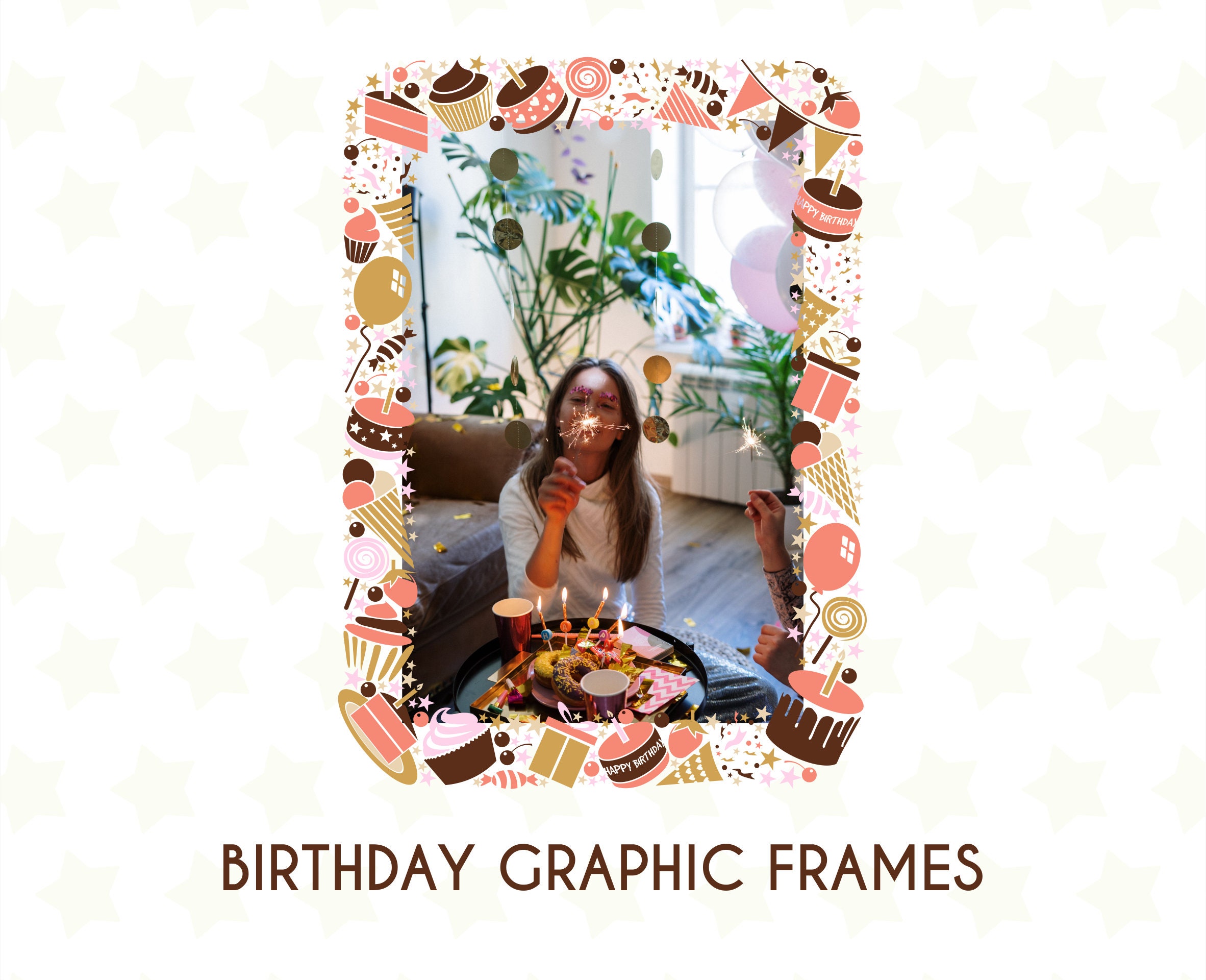 Boy Birthday Digital Frames. Colorful Bday Graphic Elements for a Party ...