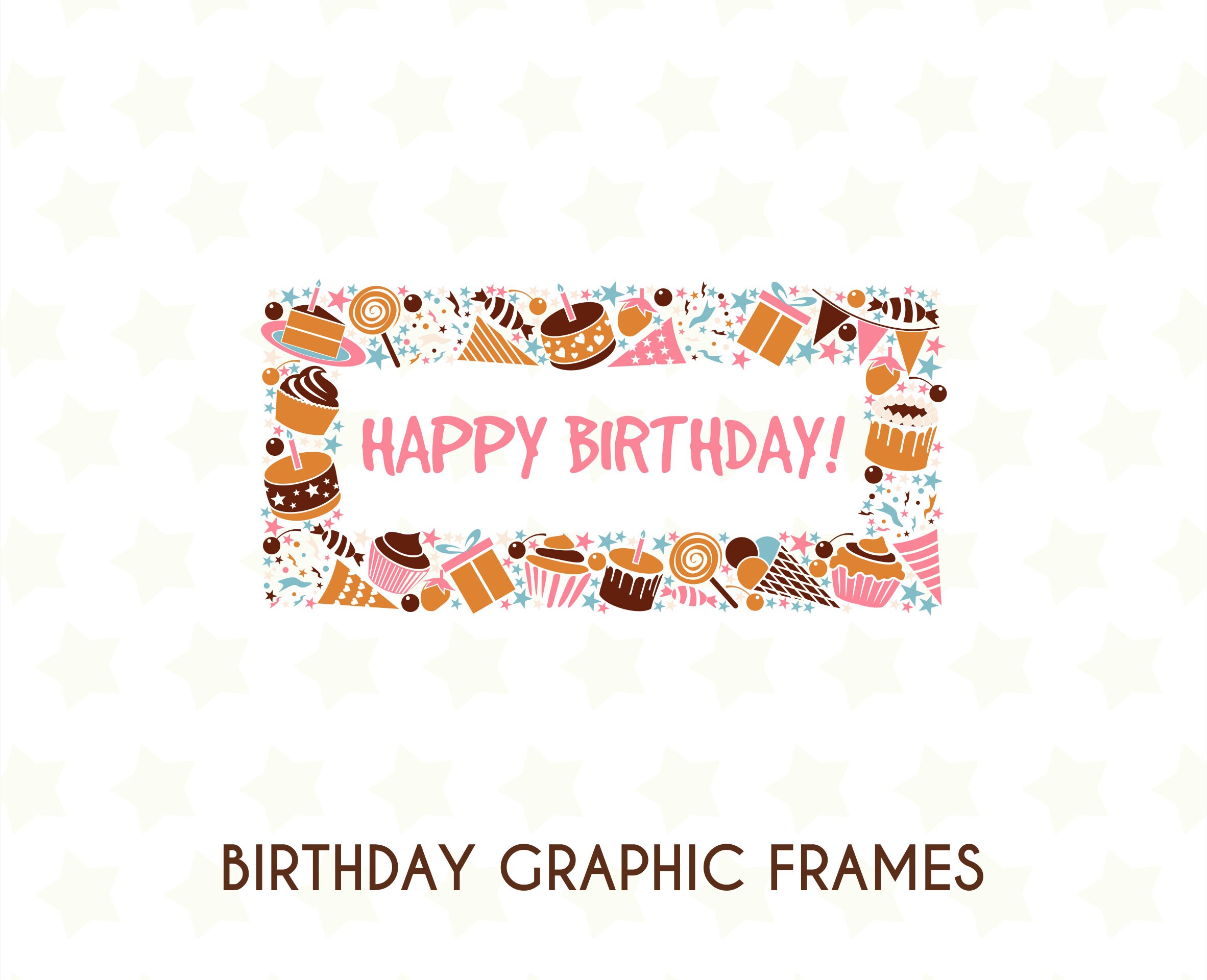 Digital Birthday Designs PNG Frames. Bday Rectangle SVG Clipart Frame ...