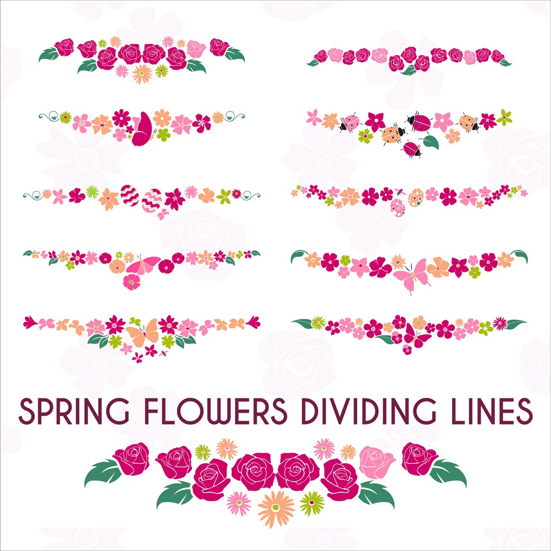 Decorative Floral Elements PNG Dividing Lines. Spring Hand-drawn SVG ...