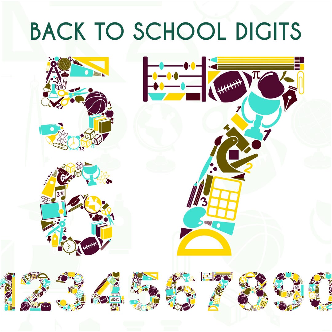 Kindergarten Birthday Numbers SVG. Homeschooling PNG Digits Sublimation ...