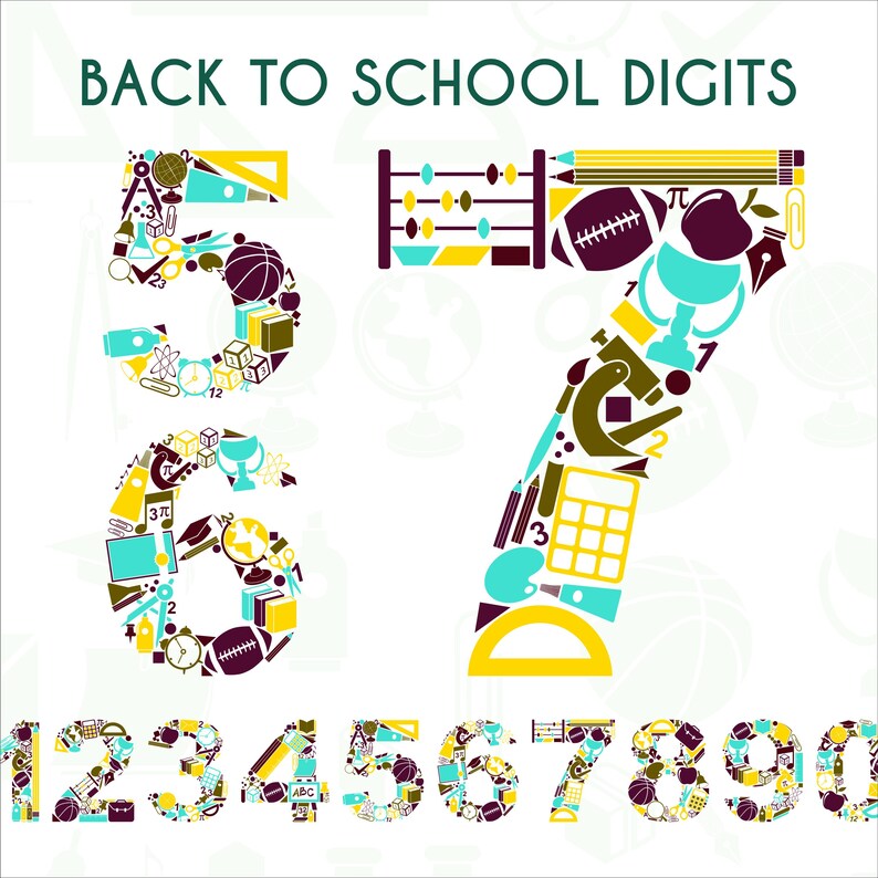 Kindergarten Birthday Numbers SVG. Homeschooling PNG Digits Sublimation ...