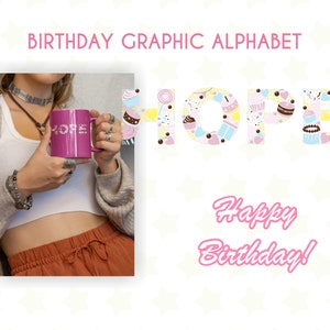 Birthday-themed Letters. Birthday Alphabet Tshirt SVG. Birthday Clipart ...