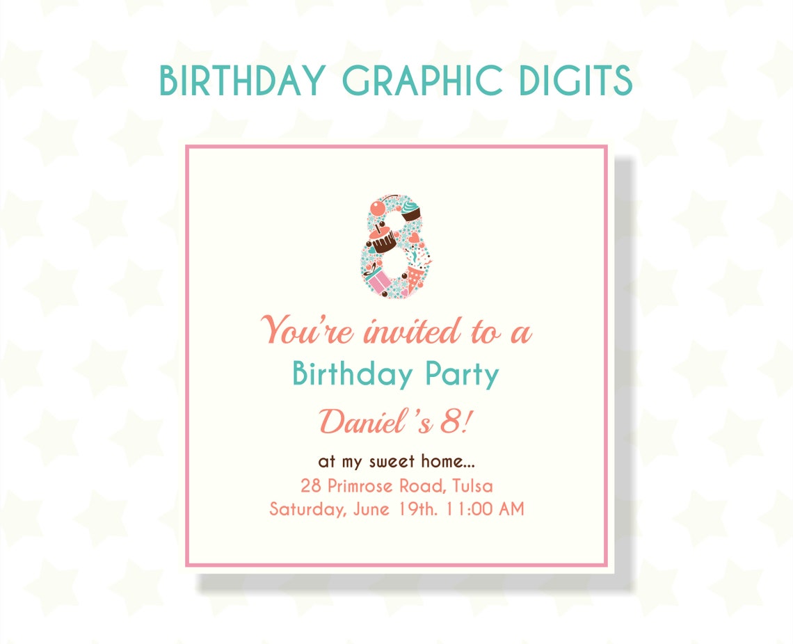 Bday Digital Numeral SVG Images. Birthday Clipart Digits for Card ...
