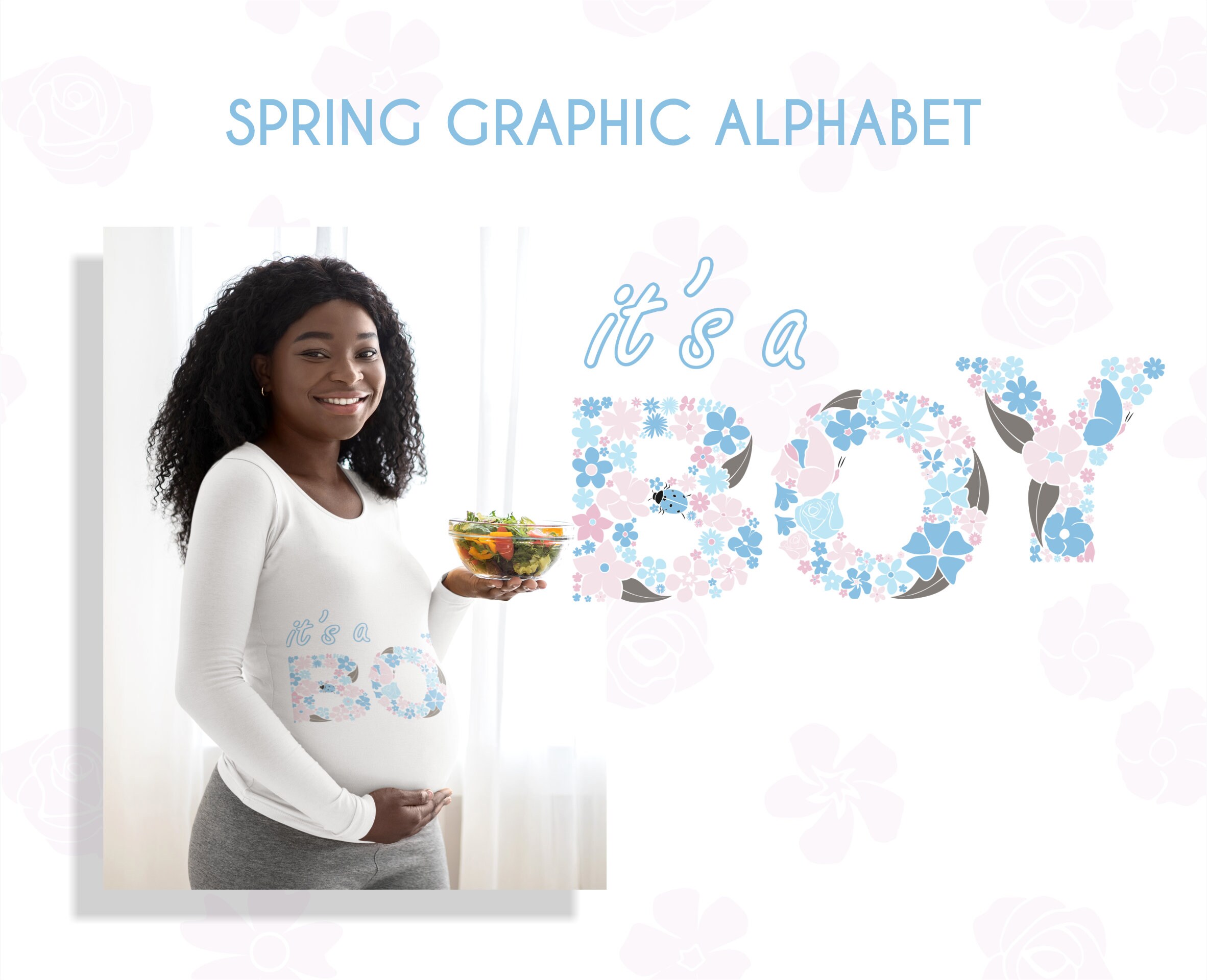 Boy Baby Shower PNG Spring Letters. Cute Colorful Digital Alphabet ...