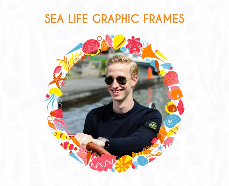 Tiffany Summer Shells PNG Frames. Sealife Graphic Rectangle SVG Clip ...