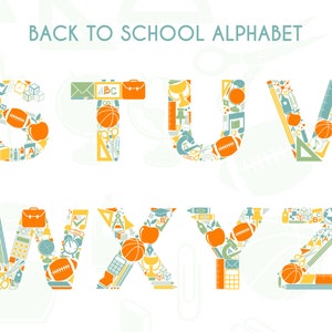 Elementary School Teacher Digital Alphabet Set. Cute Education PNG ...
