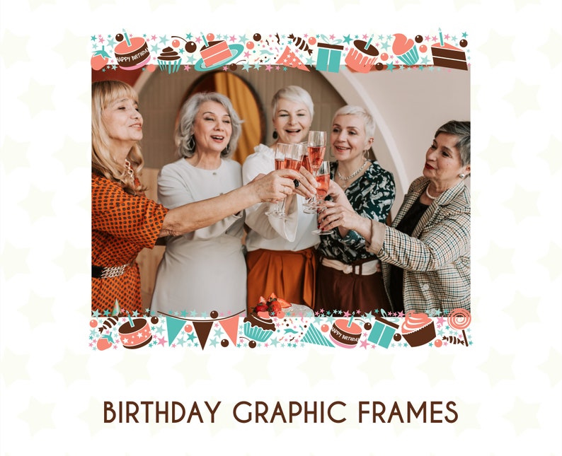 Digital Birthday Designs PNG Frames. Bday Rectangle SVG Clipart Frame ...