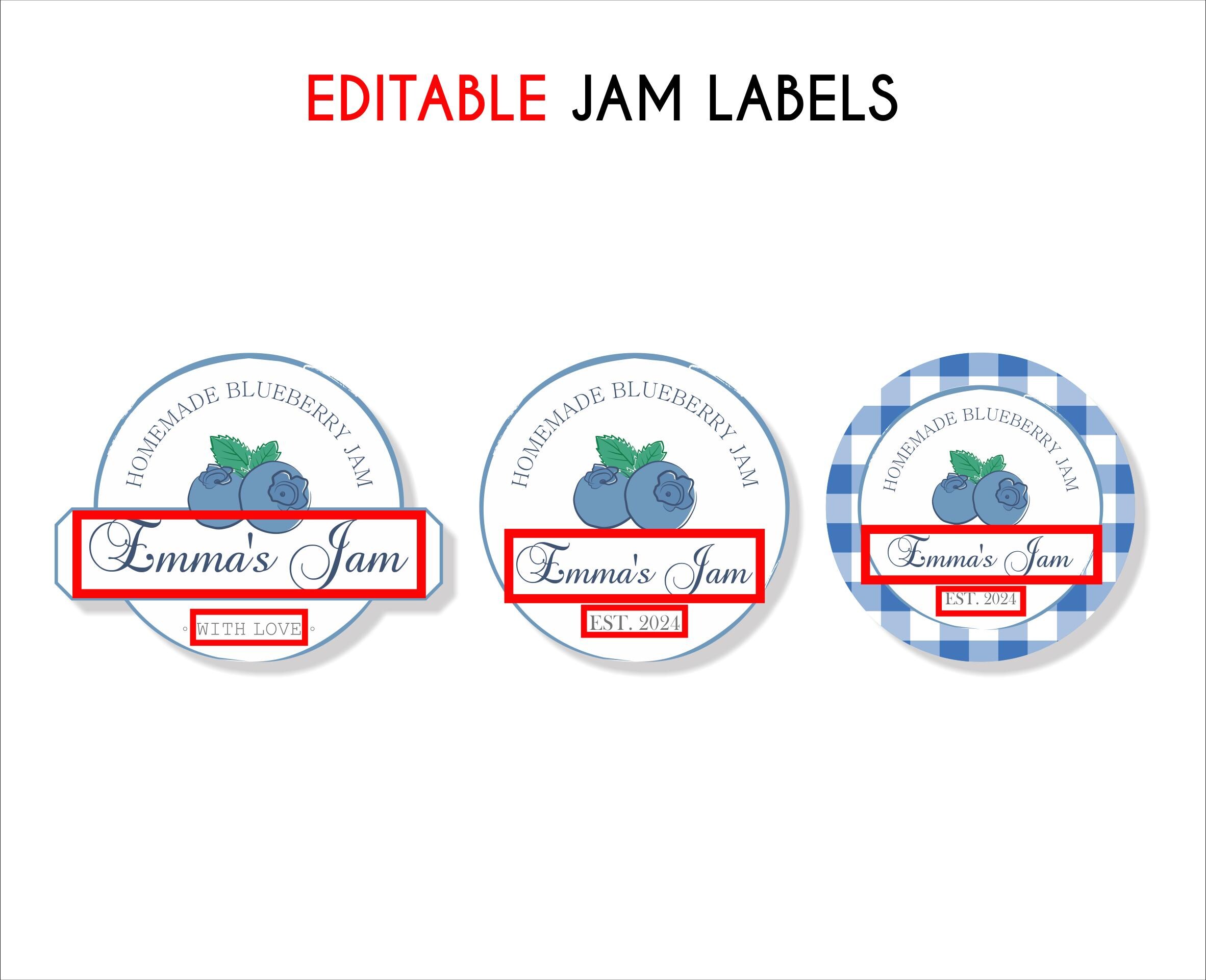 Customizable Label Template for Blueberry Homemade Jam Jars. Easy-to ...