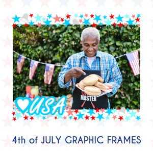 4th of July Digital Festive Frames. Colorful PNG USA Independence Day ...