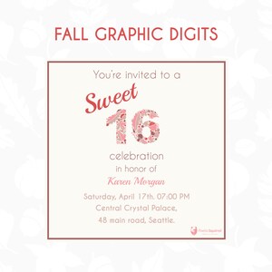 Green Fall Numbers SVG Clipart. Autumn Elements Graphic Design PNG Clip ...