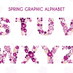 A to Z Spring Fonts SVG. Flower Theme Alphabet Clipart. Colorful ...