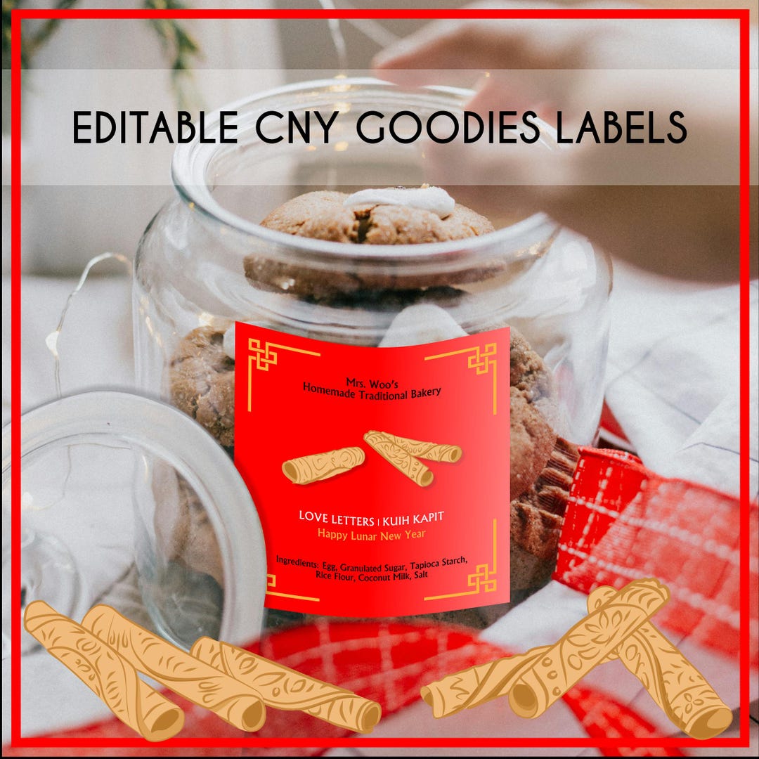 Printable Traditional Chinese Cookies Gift Labels. Lunar New Year Goods ...