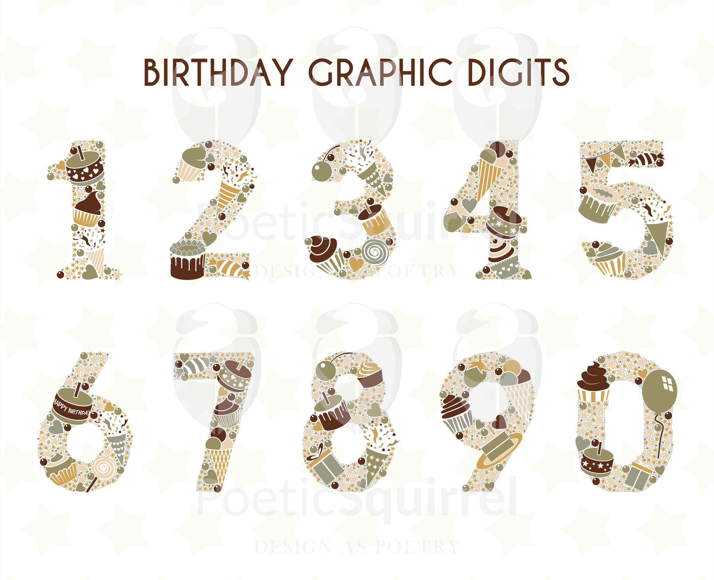 Birthday Digits PNG and SVG Clipart for Sublimation. Birthday Elements ...