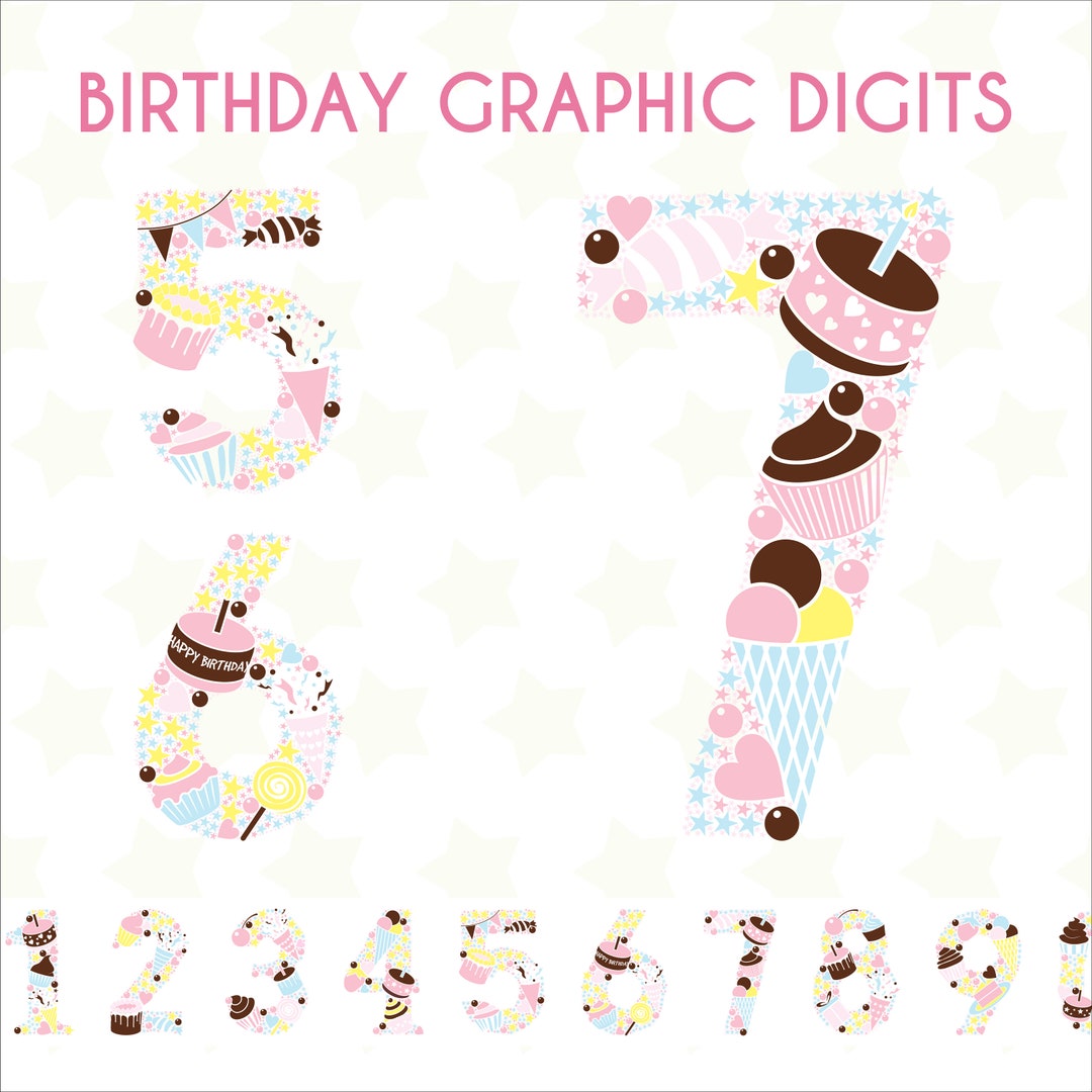Girly Pastel Numbers With Birthday Decorations. Soft Pastel Birthday ...