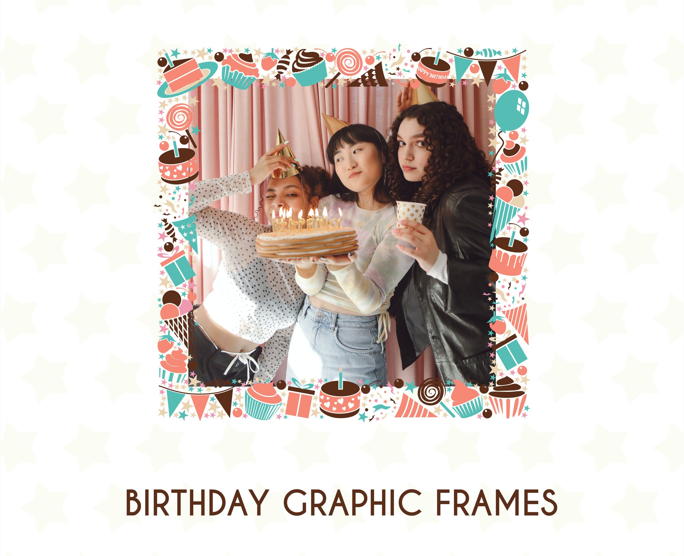 Birthday Decorative Digital Frames. Birthday PNG and SVG Framing ...