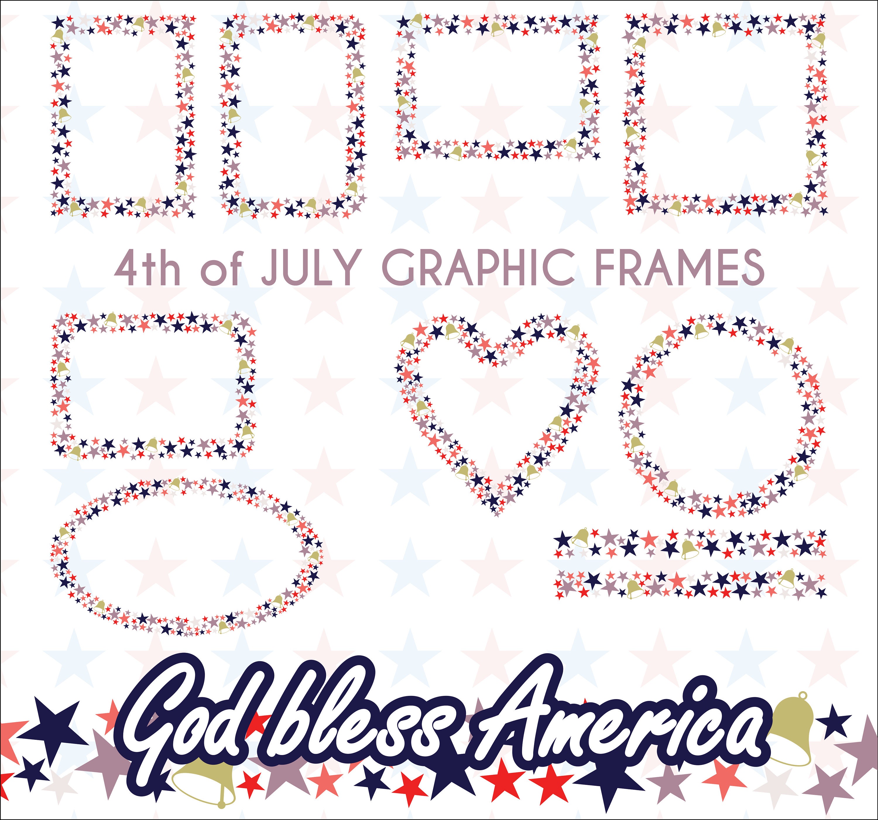Independence Day Red and Blue Graphic Frame Elements. Unique 4th of ...