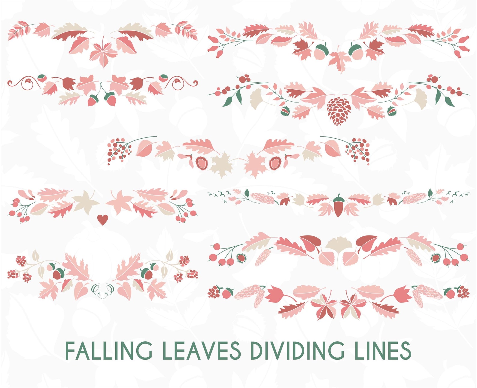 Pink Falling Leaves SVG Clipart. Fall Retro PNG Graphic Files. Cute ...