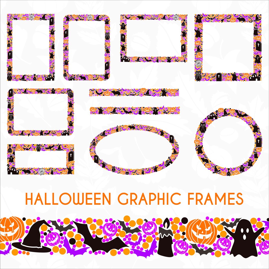 Digital Halloween PNG Frames. Square Unique Holiday Graphic Photo ...