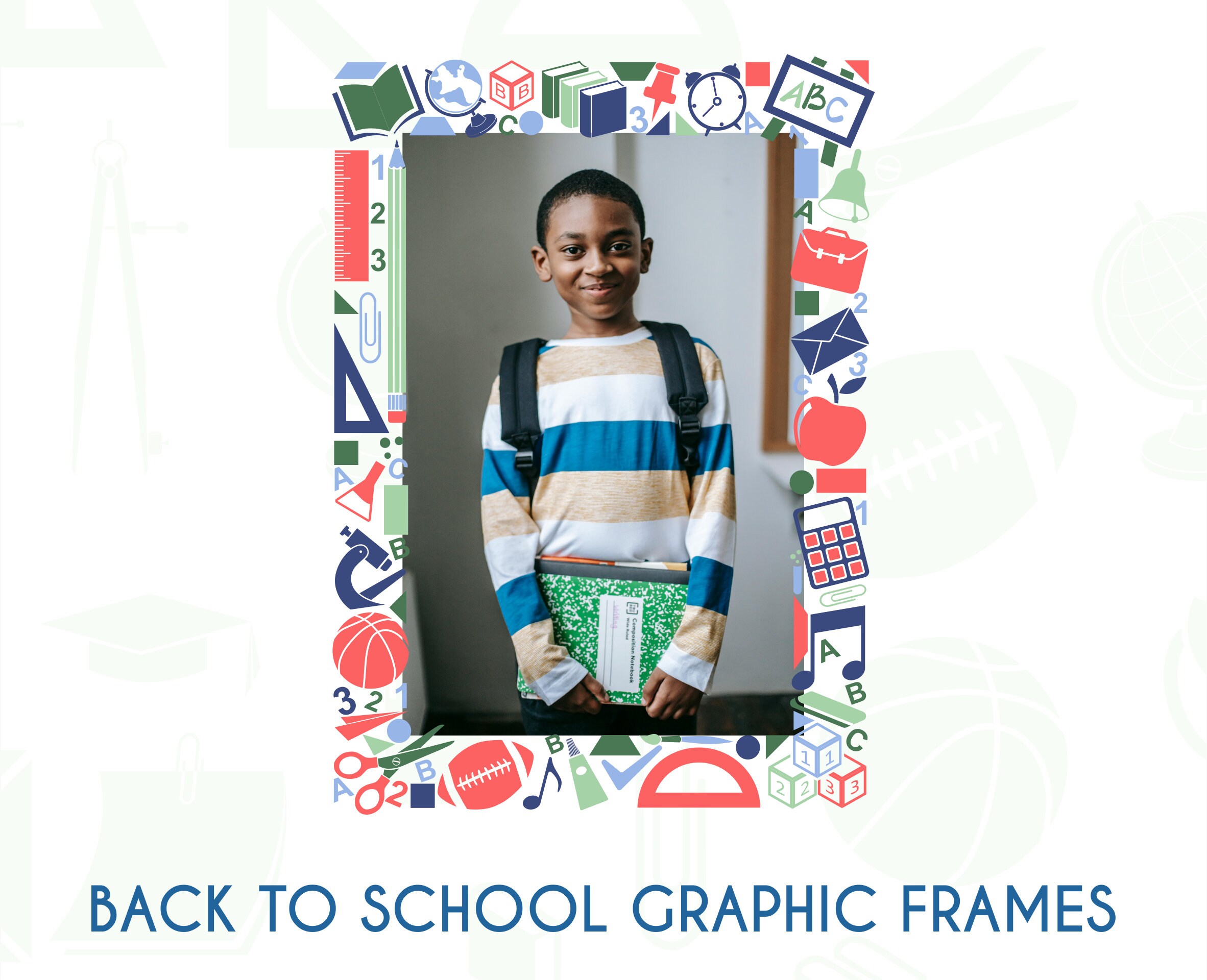 School Elements Graphic Frames. Kindergarten PNG and SVG Frame Clipart ...