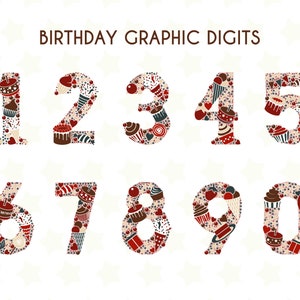Bday Digital Numeral SVG Images. Birthday Clipart Digits for Card ...