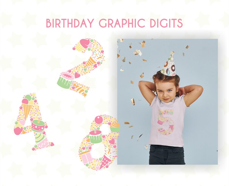 Birthday Digits PNG and SVG Clipart for Sublimation. Birthday Elements ...