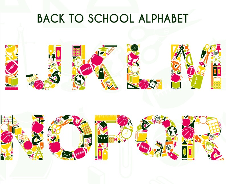 Festive School Digital Letters. Colorful Learning PNG A to Z ...