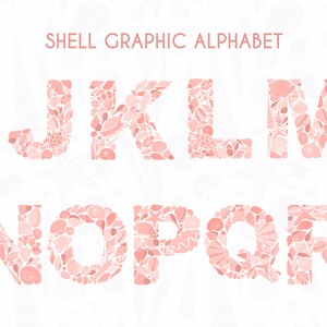 Peach Sea Elements Digital Fonts. Pastel Ocean PNG Alphabet ...