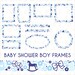 Soft Pastel Blue Baby Shower Digital Frames in PNG and SVG. Cute ...