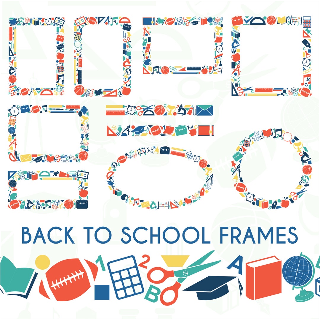 Back to School PNG Border Decorations. Preschool Ornamented Digital ...