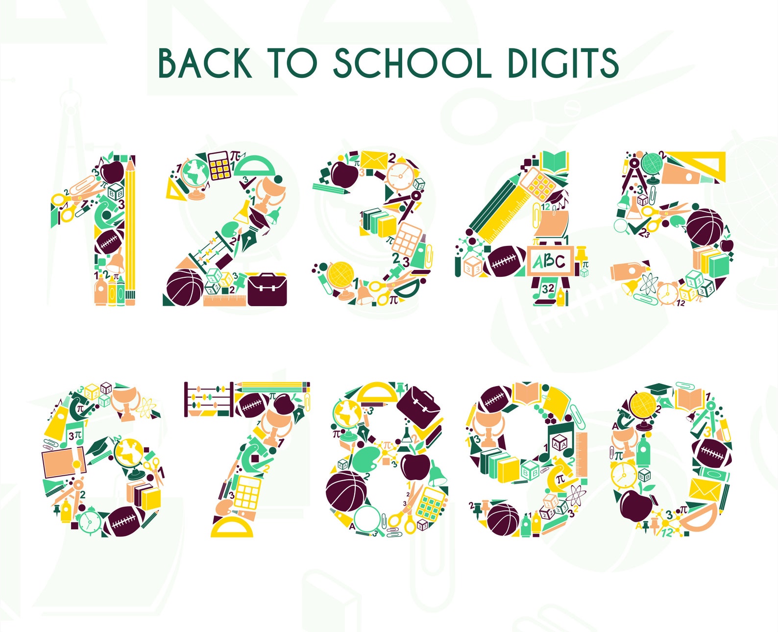 School Number PNG Images. 1 to 10 PNG Kindergarten Numbers. Learning ...