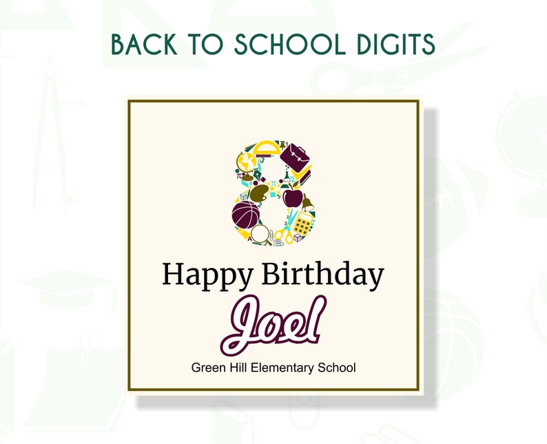 Kindergarten Birthday Numbers SVG. Homeschooling PNG Digits Sublimation ...