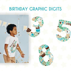 Bday Digital Numeral SVG Images. Birthday Clipart Digits for Card ...