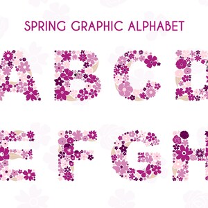 A to Z Spring Fonts SVG. Flower Theme Alphabet Clipart. Colorful ...