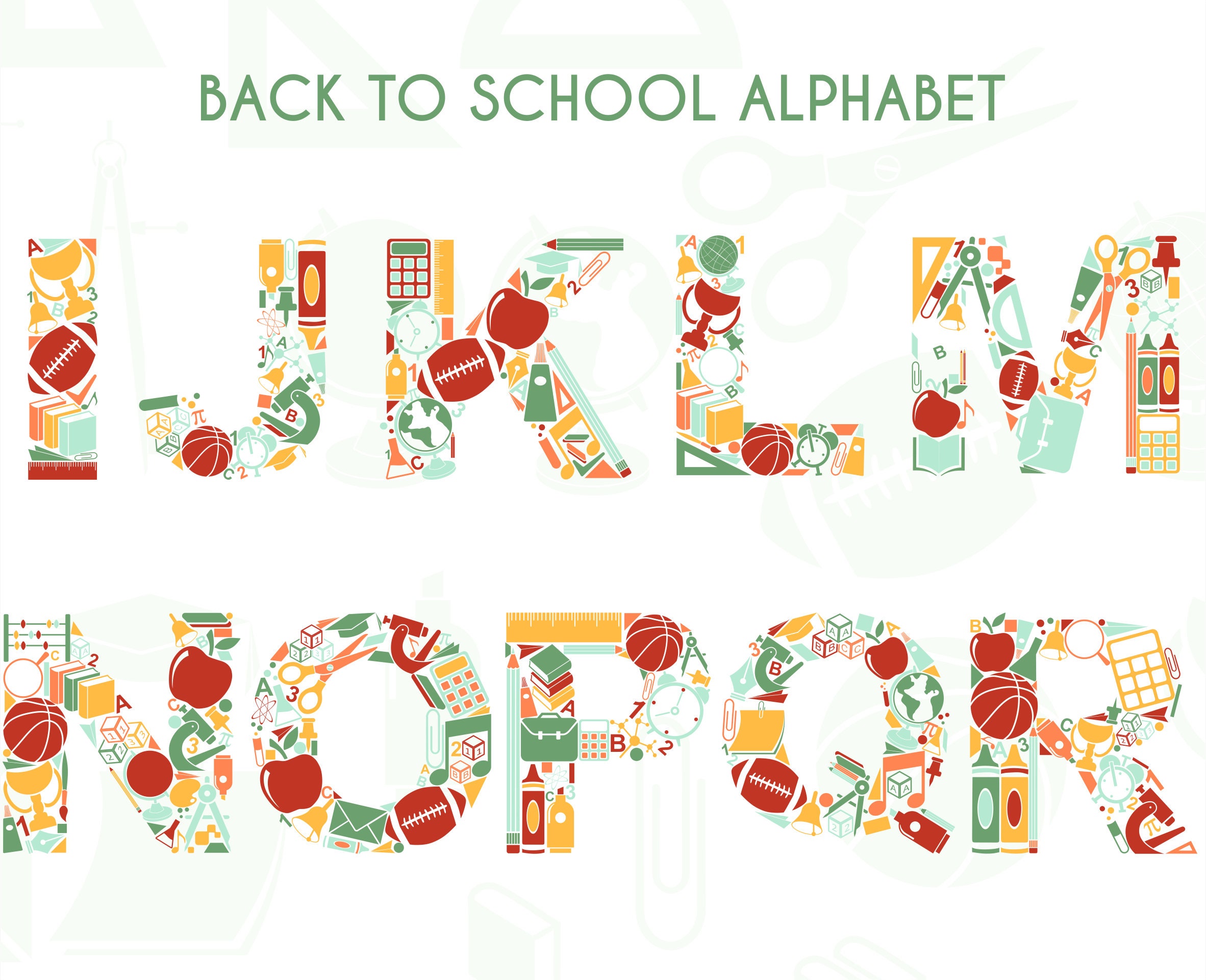 Digital Set of Abcs! Unique Letters Crafted From Nostalgic School ...