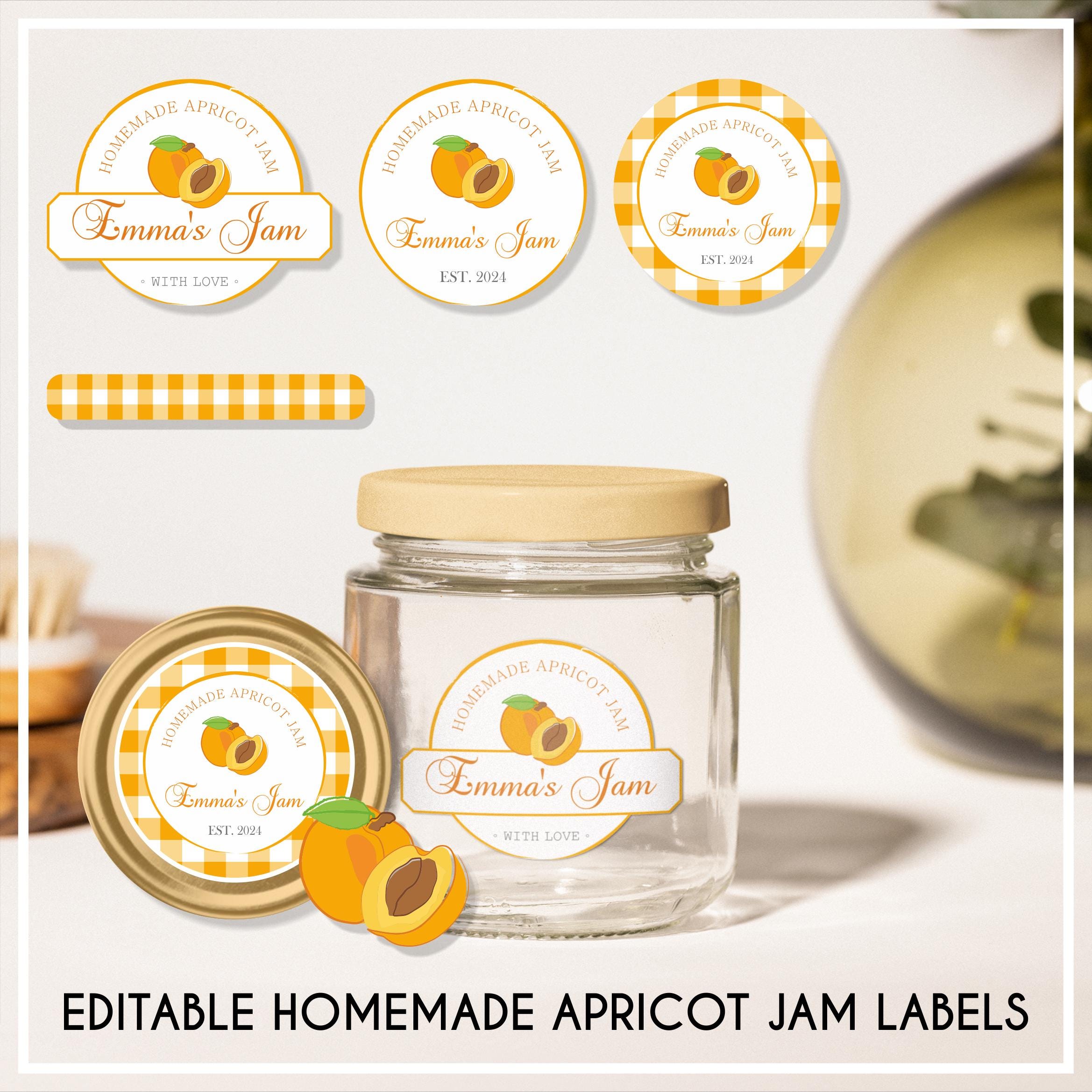 Editable Colorful Apricot Jam Label Template. Home Canning Packaging ...