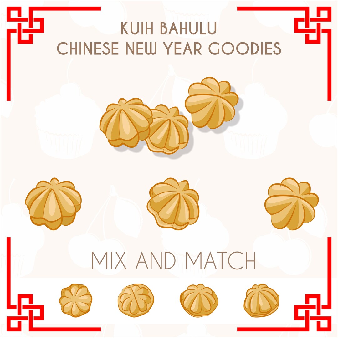 Delightful Kuih Bahulu Clipart Set. Classic Malaysian Treats High ...