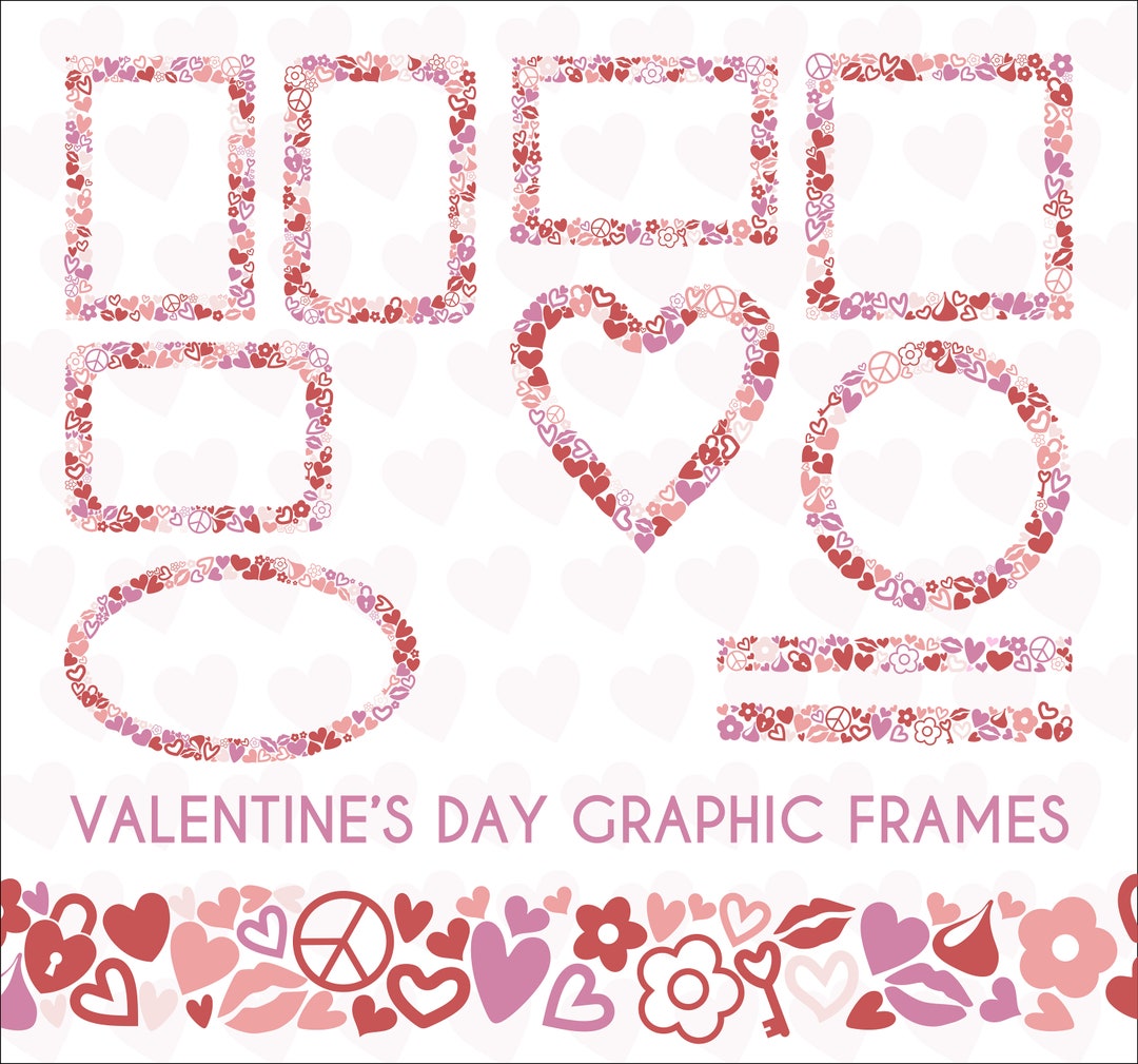 Round Red Hearts Frame PNG Clipart. Colorful Square Valentine's Frames ...
