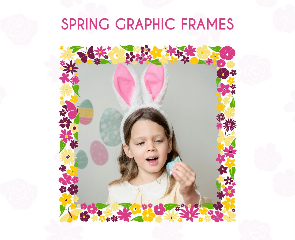 Flourishes Spring PNG Borders. Flowers Colorful Frame Clipart. Floral ...