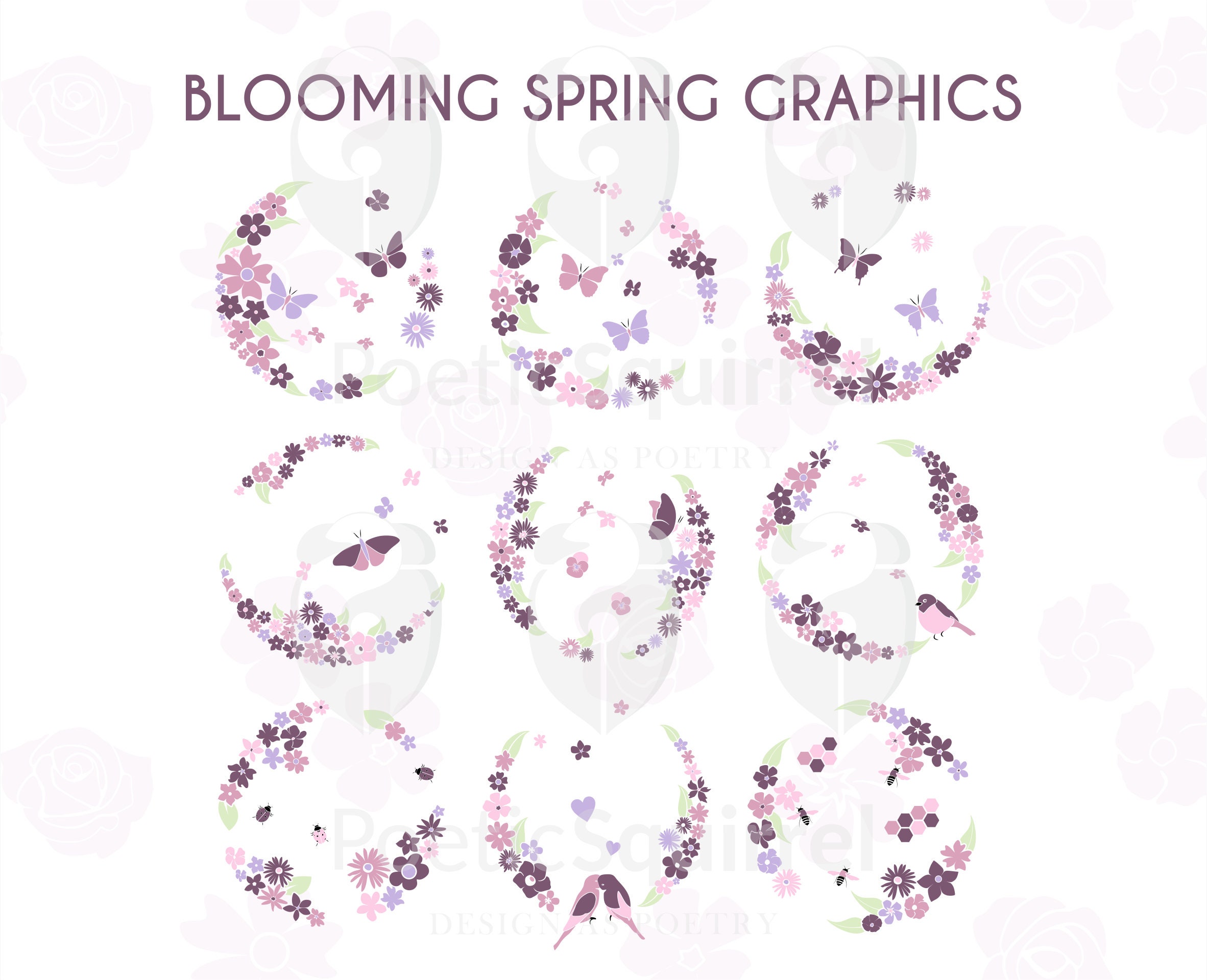 Spring Circle Form Shapes PNG Clip Art. Spring High-resolution - Etsy