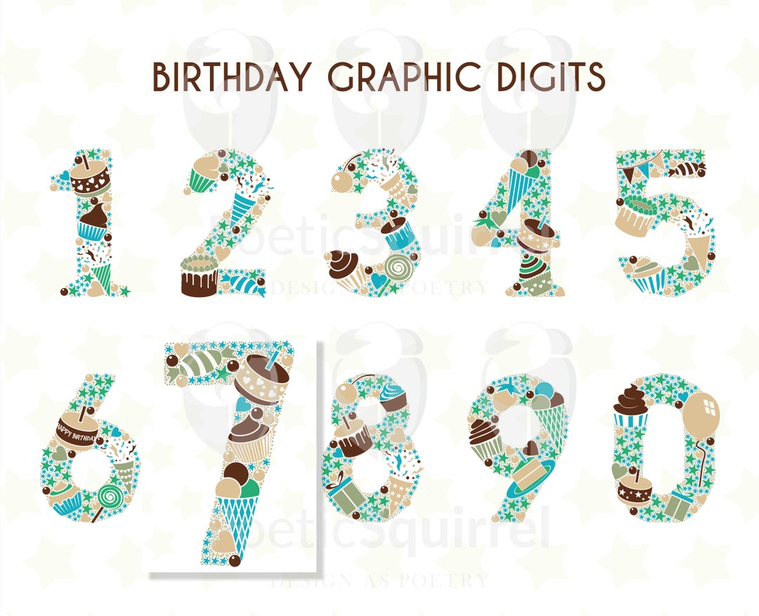 Boy's Birthday Digits SVG Clipart. Birthday Elements Graphic Design PNG ...