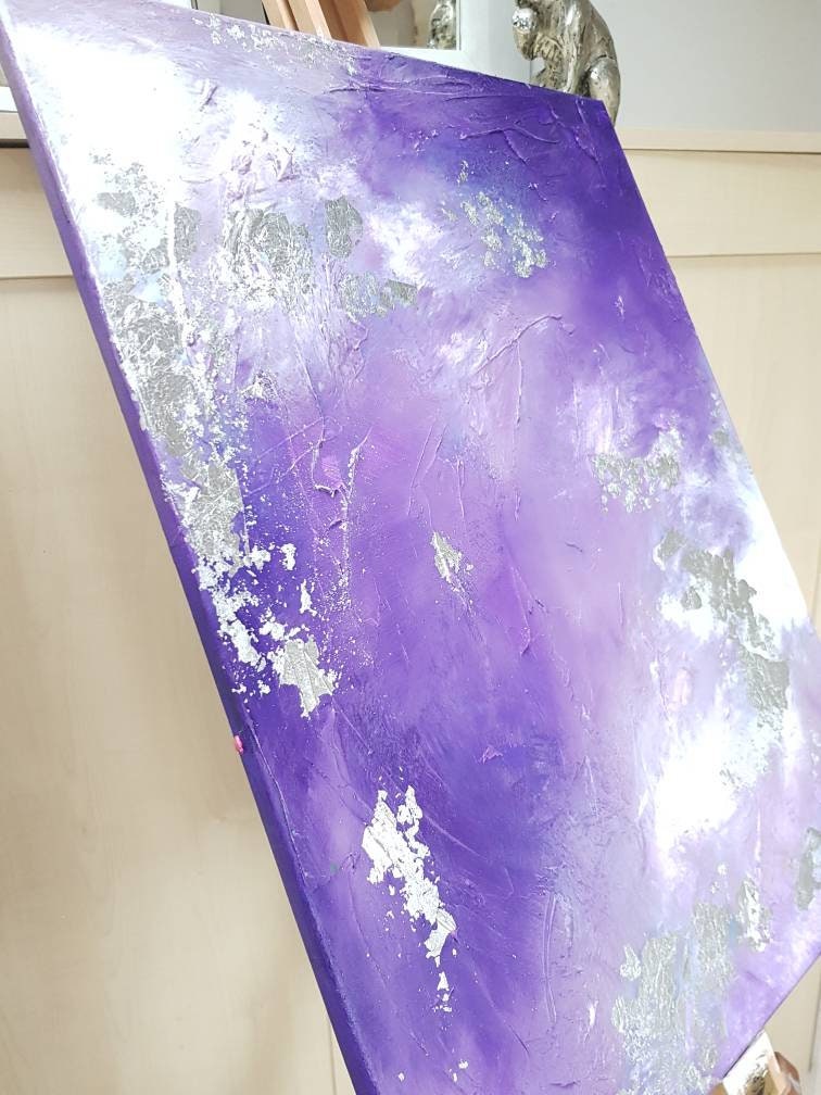 Shimmering Purple Purple and Sliver Abstract. - Etsy