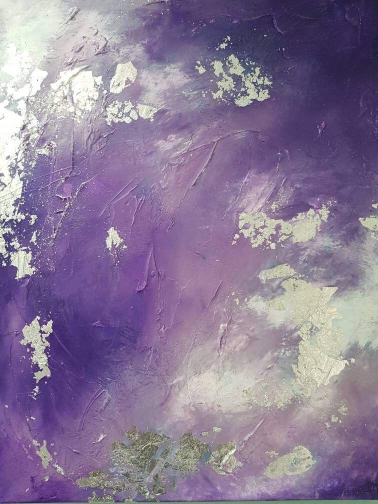 Shimmering Purple Purple and Sliver Abstract. - Etsy