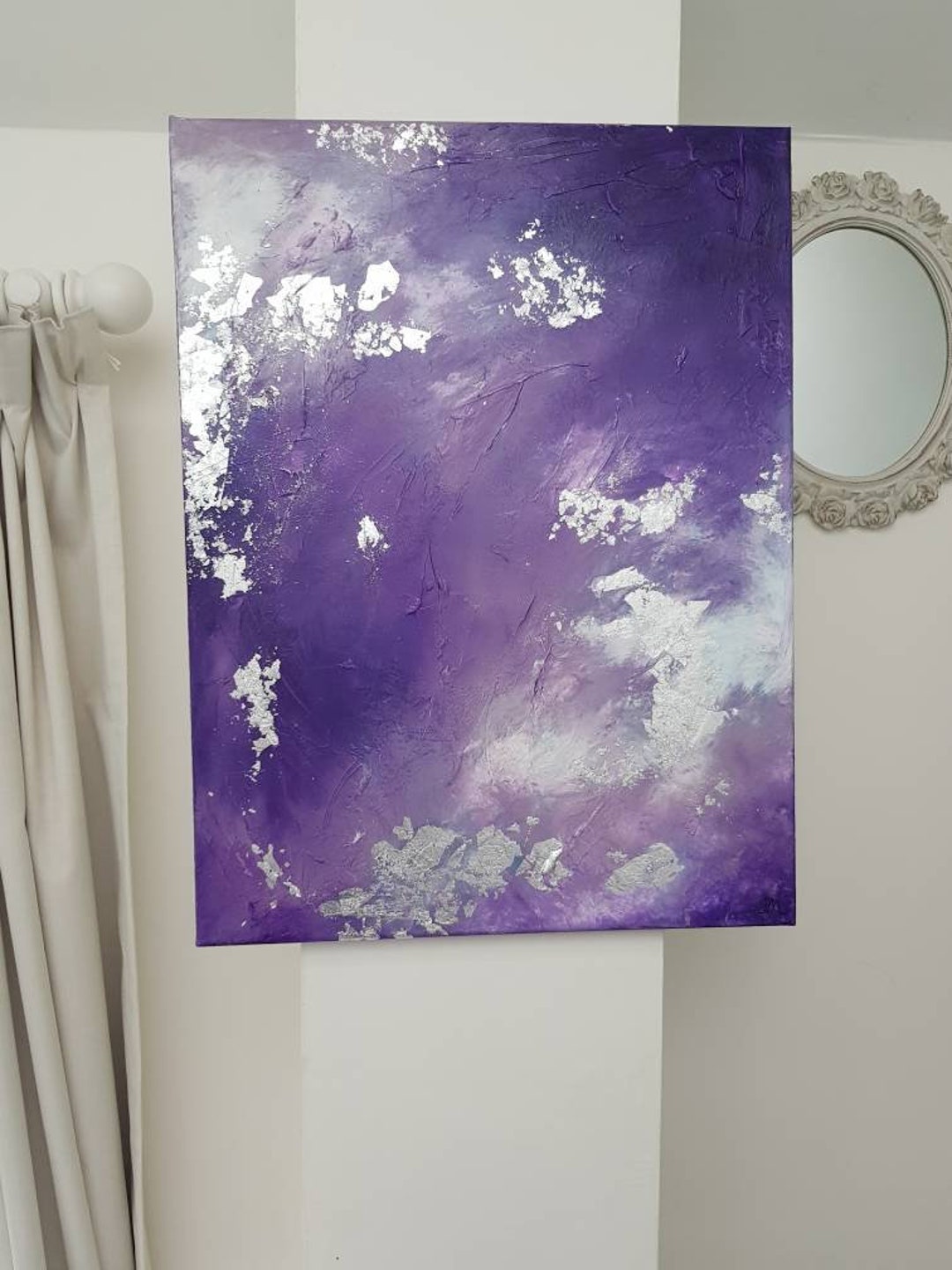 Shimmering Purple Purple and Sliver Abstract. - Etsy