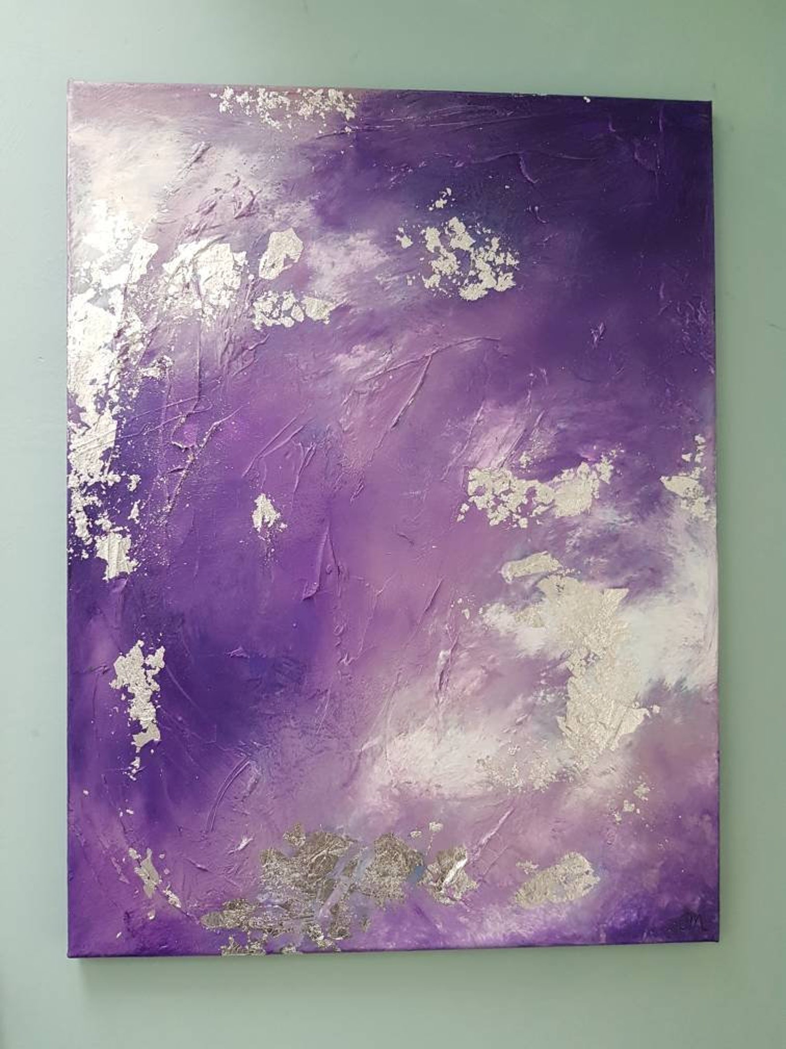 Shimmering Purple Purple and Sliver Abstract. - Etsy
