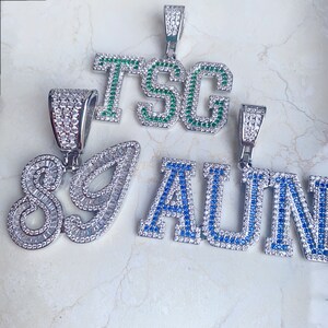 Custom Made Name Necklace Crystal Initial Necklace Iced Pendant ...