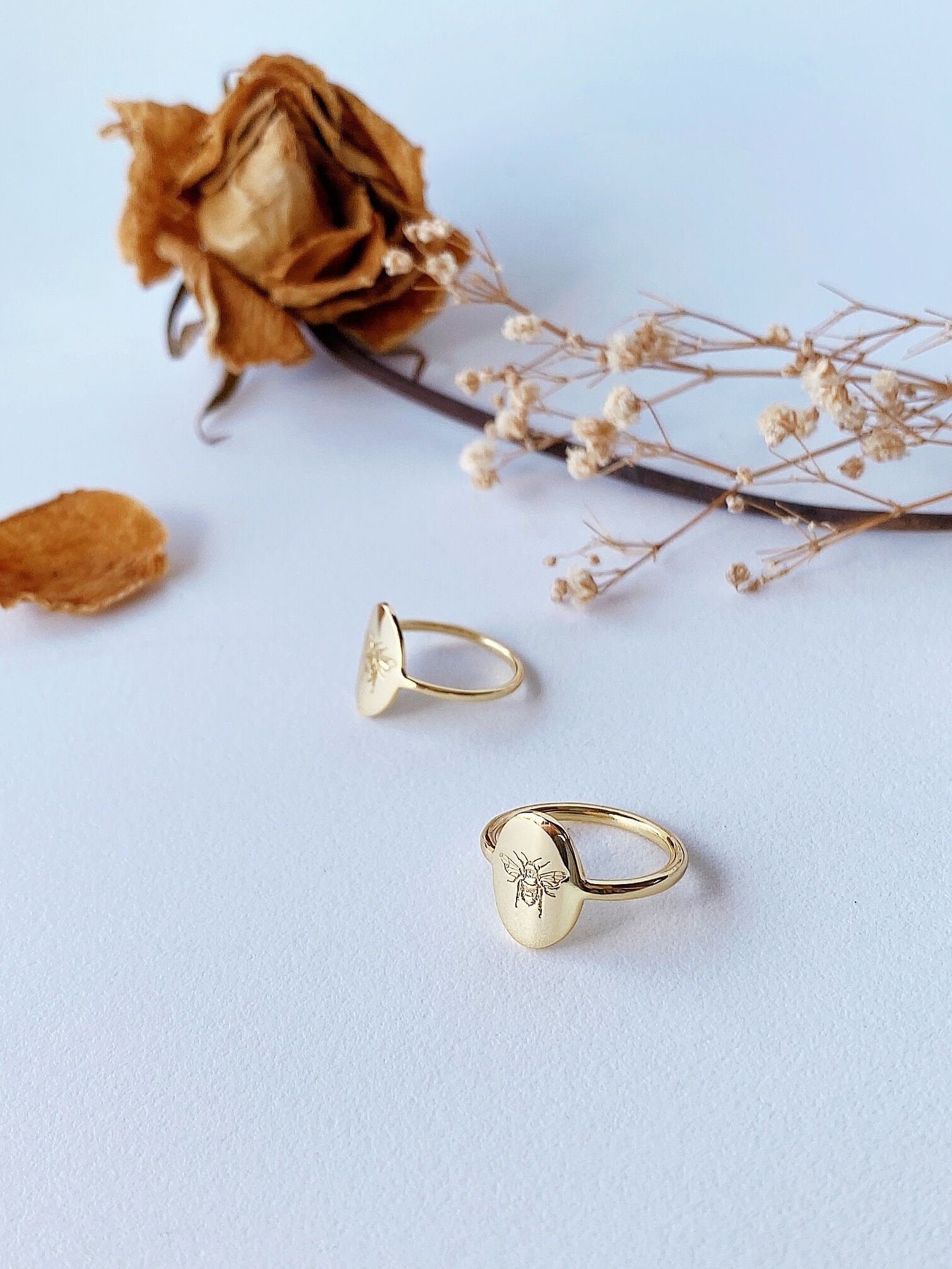 Personalized Engraved Logo Oval Ring Custom Engrave Wildflowers/birth ...