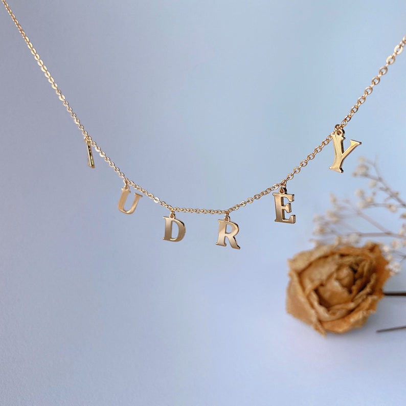 Custom Dangle Initial Name Necklace Personalized Space Letter Name ...