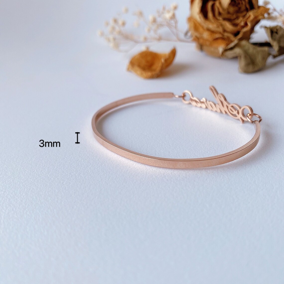 Custom Name Bangle Personalized Name Bracelet 3mm Width Bangle New Born ...