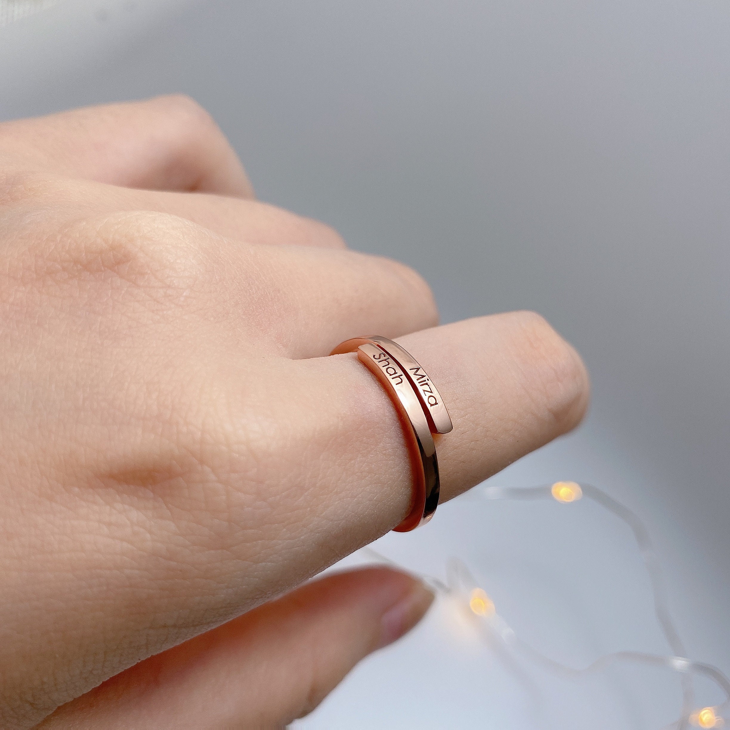 Custom Double Engraved Name Ring Opening Cross Band Embraced - Etsy